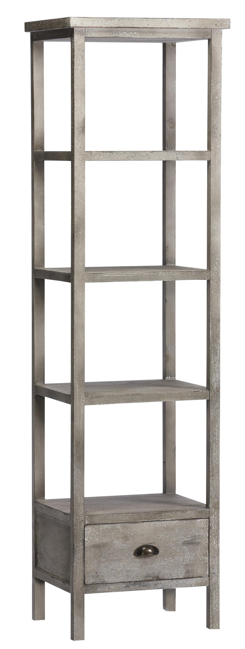 Antik Look naturtræ gråhvid reol 3 hylder 51x185x41cm