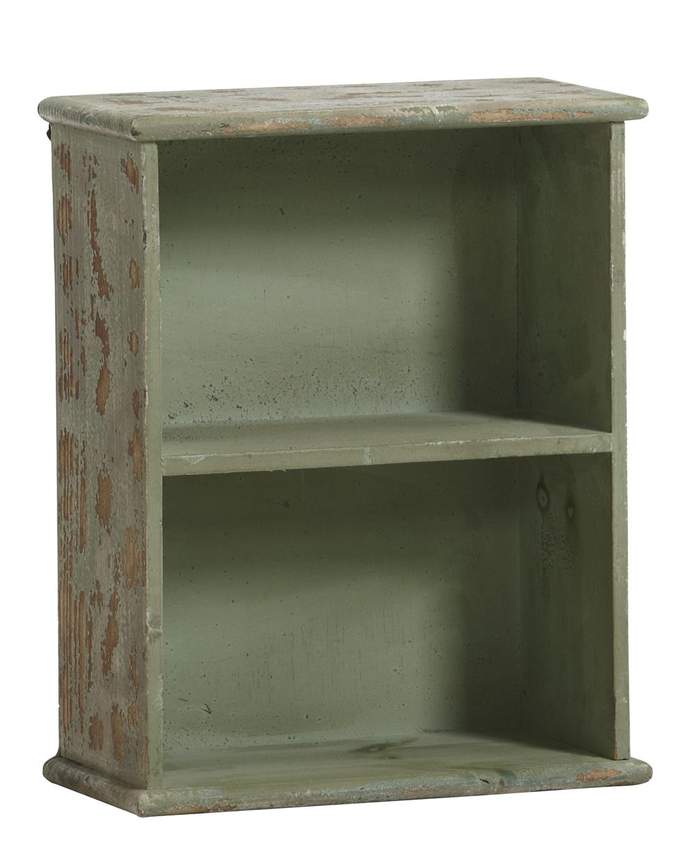 Antik Look vægreol 2 rum grøn 30x39x14cm