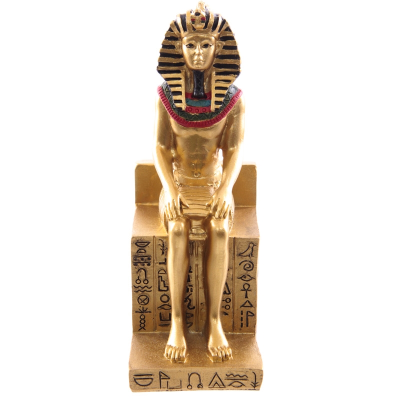 Egyptisk Farao Ramses II guldfarvet polyresin h:13cm